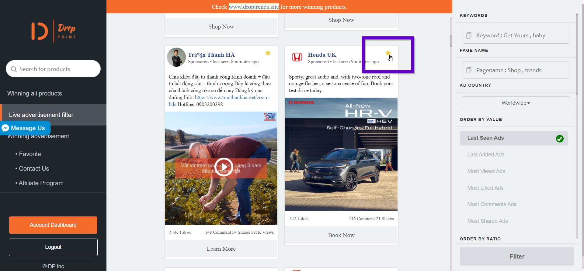 Drop Point, the cheapest adspy tool? - Dropispy